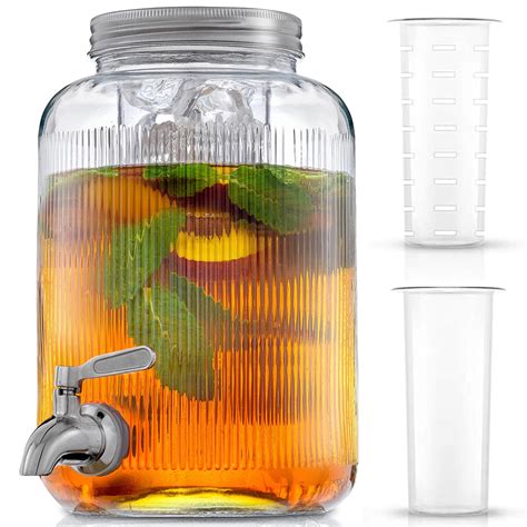 Buy Fluted 1 Gallon Drink Dispenser Glass Beverage Dispenser With