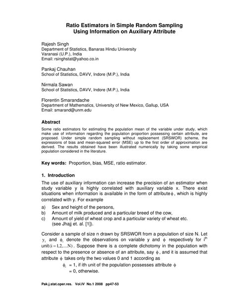 pdf ratio estimators in simple random sampling using information on auxiliary attribute