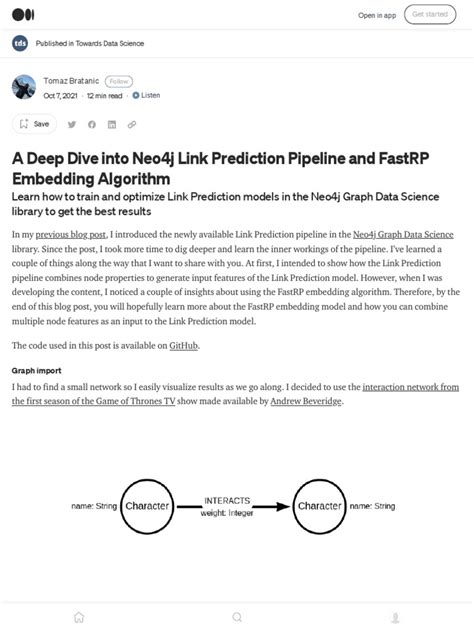 a deep dive into neo4j link prediction pipeline and fastrp embedding algorithm pdf applied