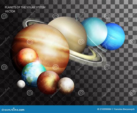 Planets Of The Solar System Isolated On A Transparent Background Set