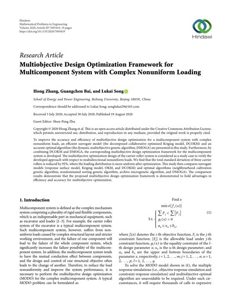 pdf multi objective design optimization framework for multi component system with complex