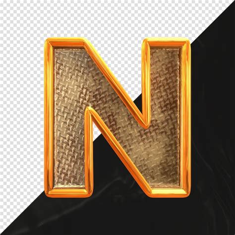 Premium Psd Letter N D Render With Realistic Metallic Texture