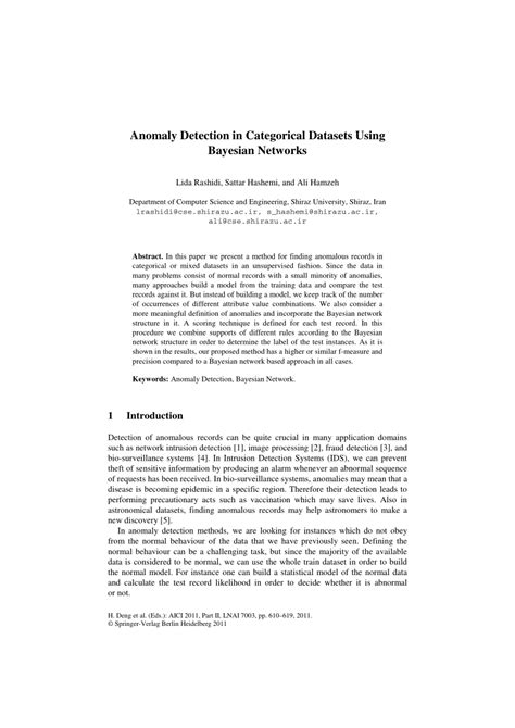 pdf anomaly detection in categorical datasets using bayesian networks