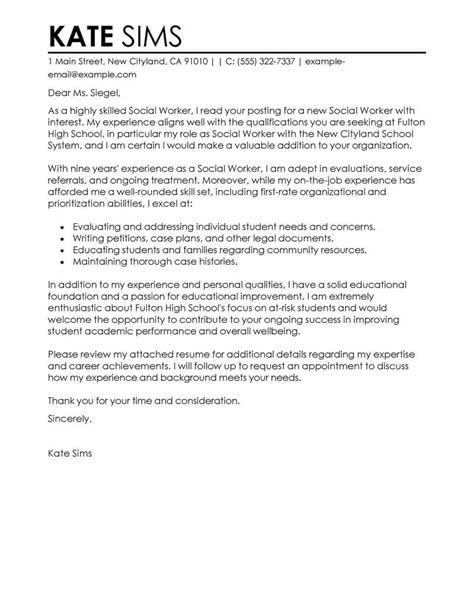Professional Social Worker Cover Letter Examples Livecareer