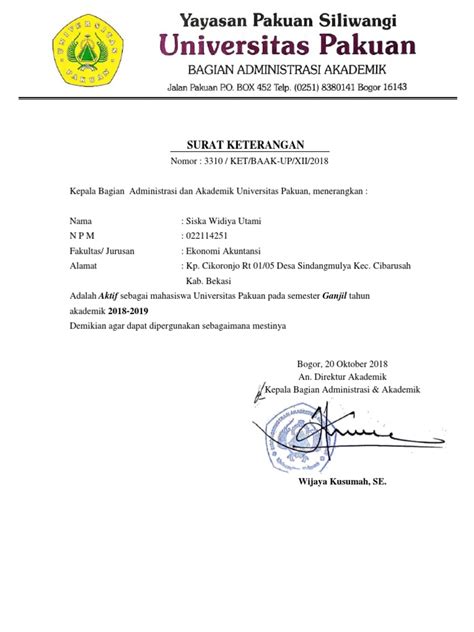 Detail Contoh Surat Keterangan Kuliah Di Universitas Koleksi Nomer 23