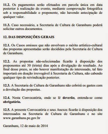 V C Garanhuns Prefeitura abre convocatória que vai selecionar artistas