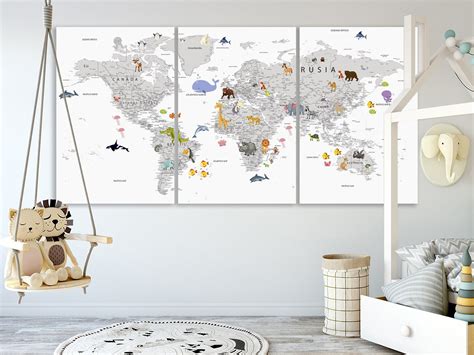 Mapa del mundo en español Mapamundi para niños en español sobre lienzo