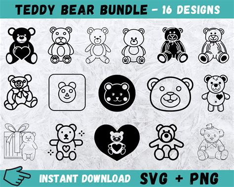 TEDDY BEAR SVG Dxf Eps Bear Outline Svg Digital Cut Files For Cricut