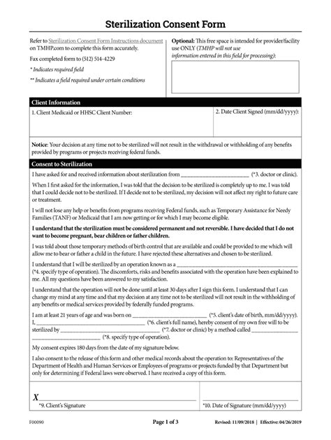 Fillable Online Sterilization Consent Form TMHP Fax Email Print