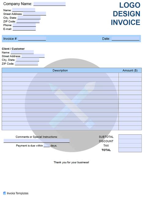 Editable Invoice Template Pdf Logo