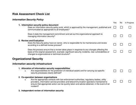 Risk Management Checklist 10 Examples Format Pdf