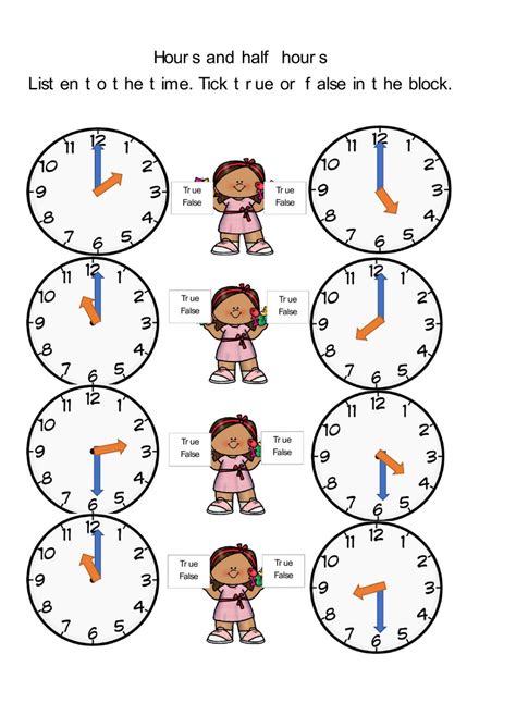 Time To Hour And Half Hour Worksheets Telling Time Half Hour