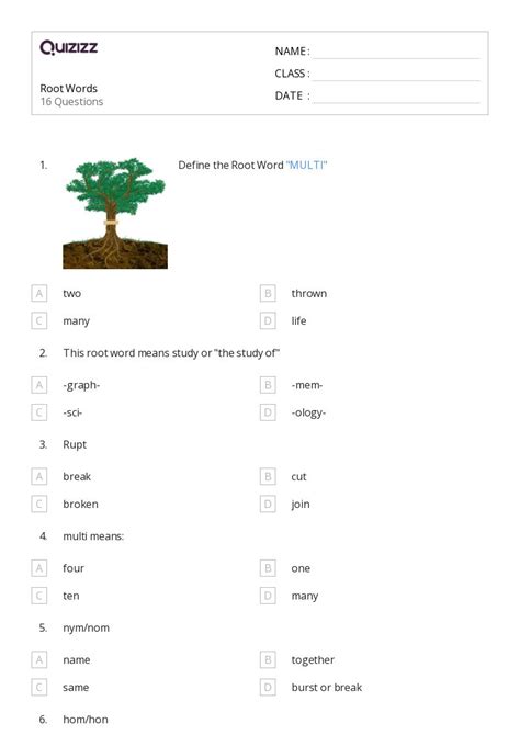 50 Root Words Worksheets On Quizizz Free Printable