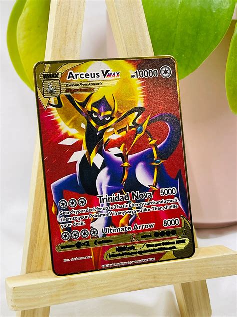 Arceus VMAX Tarjeta Pokémon de metal dorado Tarjeta Arceus Etsy México