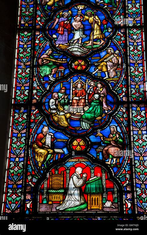 Cathedral Stained Glass Window Ely Cambridgeshire England UK Stock