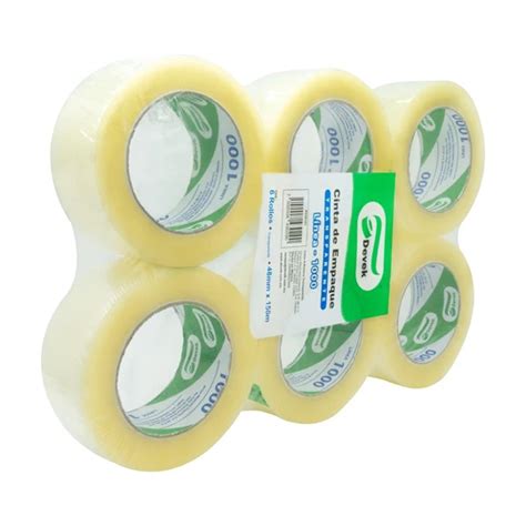 CINTA ADHESIVA DE EMPAQUE TRANSPARENTE 1000 DEVEK 48 MM X 150 M BLISTER