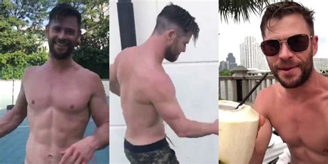 Chris Hemsworth Bares His Ripped Body In Shirtless Videos Chris