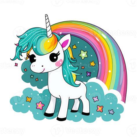 Cute Unicorn With A Rainbow Mane 23529679 PNG