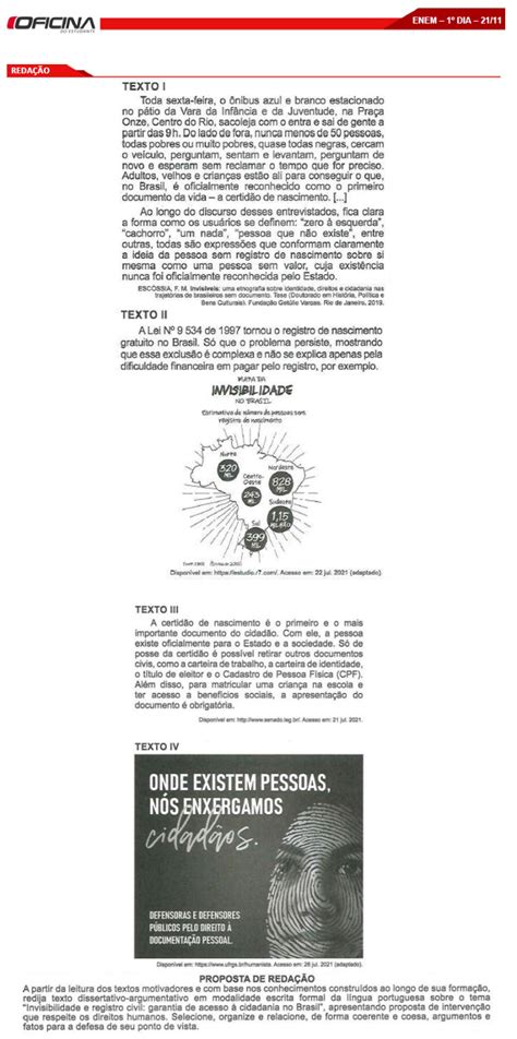 Comentário da Redação do Enem 2021 Brasil Escola