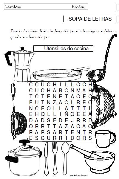 Medida Comerciante Revelar Sopa De Letras De Utensilios De Cocina Insuficiente Me Quejo Mano