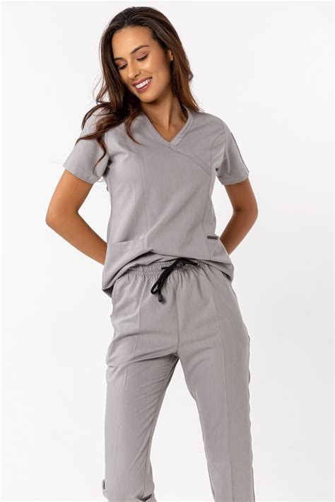 Comfortable Light Grey Scrub Set Nurse Uniformelasticated Etsy Uk