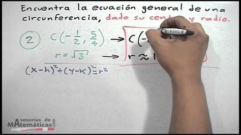 Ecuación general de la circunferencia dado su centro y radio HD YouTube
