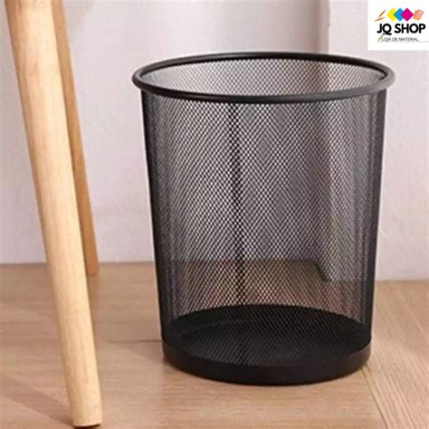 Lixeira Metal Aramado Cesto De Lixo 10 LITROS Preta Redonda Para