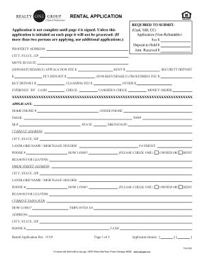 Fillable Online RENTAL APPLICATION LV Rental Finders Fax Email Print