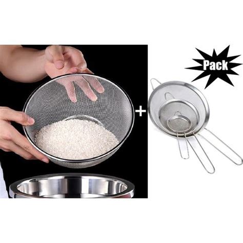 Panier passoire de cuisine en acier inoxydable 3 Piéces mini tamis