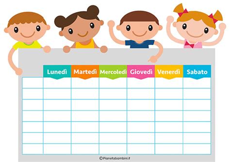 10 Tabelle Dell Orario Scolastico Da Stampare PianetaBambini It