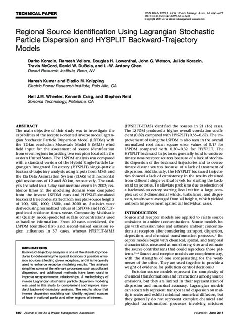 pdf regional source identification using lagrangian stochastic particle dispersion and hysplit