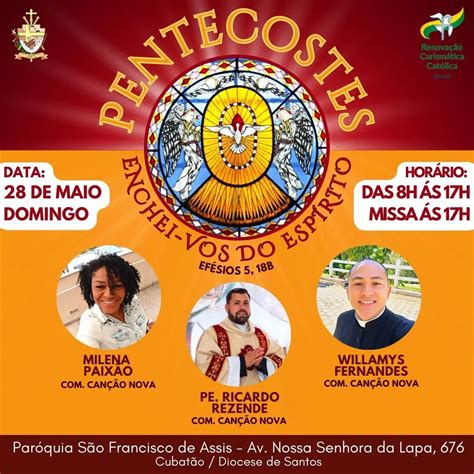 Pentecostes Enchei vos do Espírito Santo Diocese de Santos SP