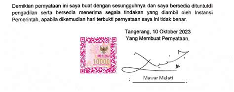Sample Tanda Tangan Dan Emeterai Surat Pernyataan CPNS Software