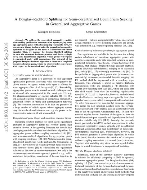 pdf a douglas rachford splitting for semi decentralized generalized nash equilibrium seeking