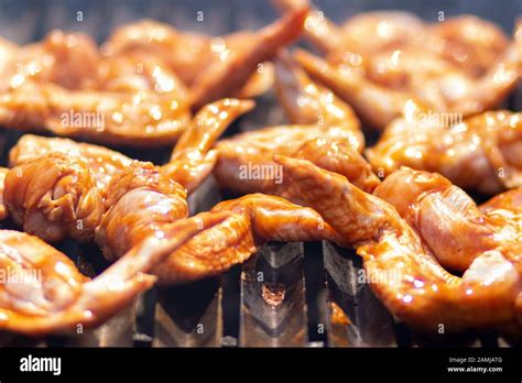 Grilled Bbq Chicken Wings Stock Photo Alamy