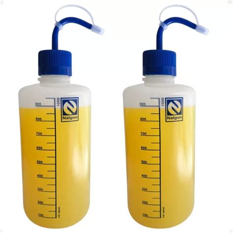 Kit 2 Frasco Dosador Pisseta 1000ml Bico Curvo Graduada Parcelamento