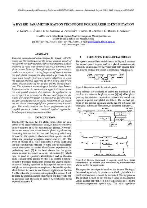 pdf a hybrid parameterization technique for speaker identification víctor nieto