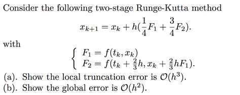 solved consider the following two stage runge kutta method