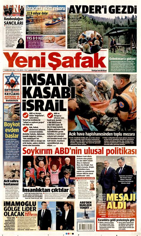 Yeni Şafak Gazetesi Yeni Şafak Manşet Oku Haberler 07 Kasım 2023