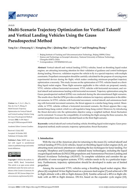 pdf multi scenario trajectory optimization for vertical takeoff and vertical landing vehicles