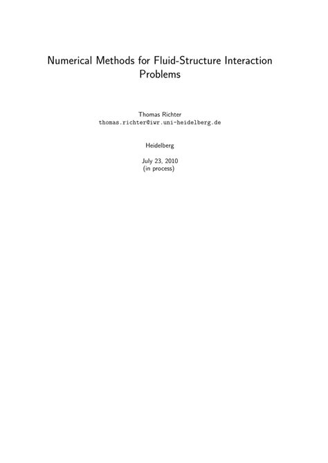 pdf numerical methods for fluid structure interaction problems