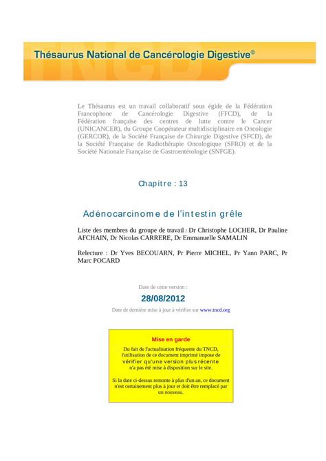 PDF Adénocarcinome de lintestin grêle PDF filecas du duodénum