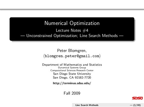 line search methods unconstrained optimization math 693a docsity