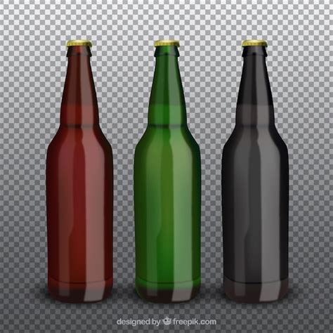 Colección realista de botellas de cerveza Vector Gratis