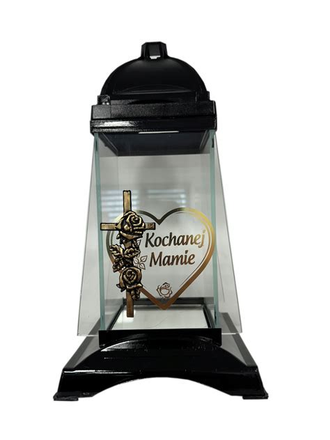 Znicz Szklany Kapliczka Z Napisem Kochanej Mamie Czarny Dla Mamy 31 Cm