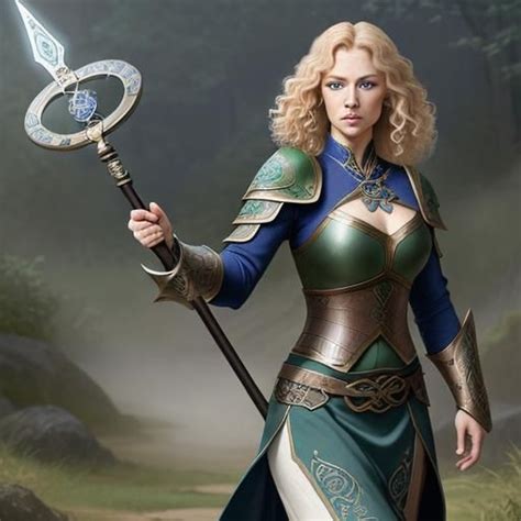 Wheel Of Time Female Gate Keeper Short Blonde Curly Hair Blue Eyes 20 36c Chest Armed With