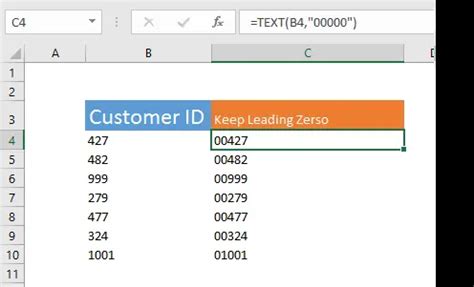 Add Excel Leading Zeros To Numbers Using The Text Function