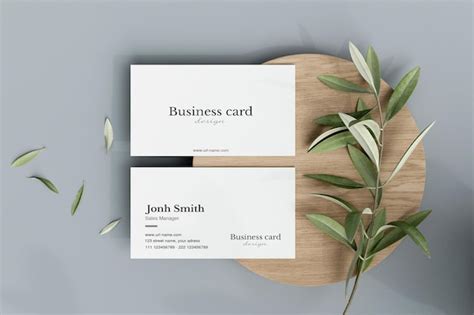 Premium Psd Clean Minimal Business Card With Leafs Mockup