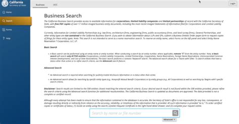 California Secretary Of State Business Entity Search Secretary Of State