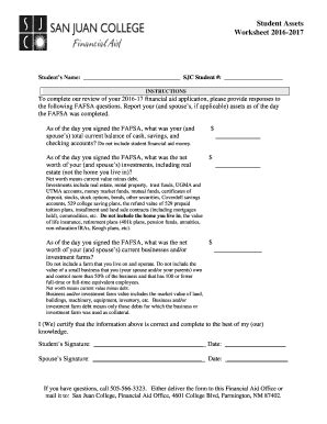 Fillable Online Sanjuancollege FAFSA Questions 43 B44b And 45